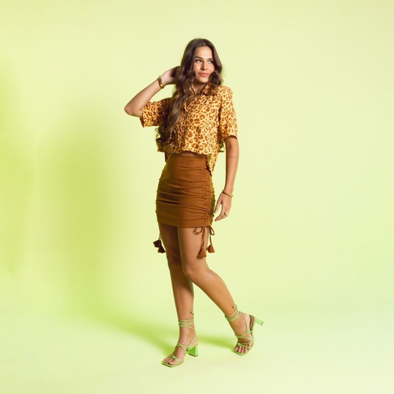 Saia Linho Brown - Fille